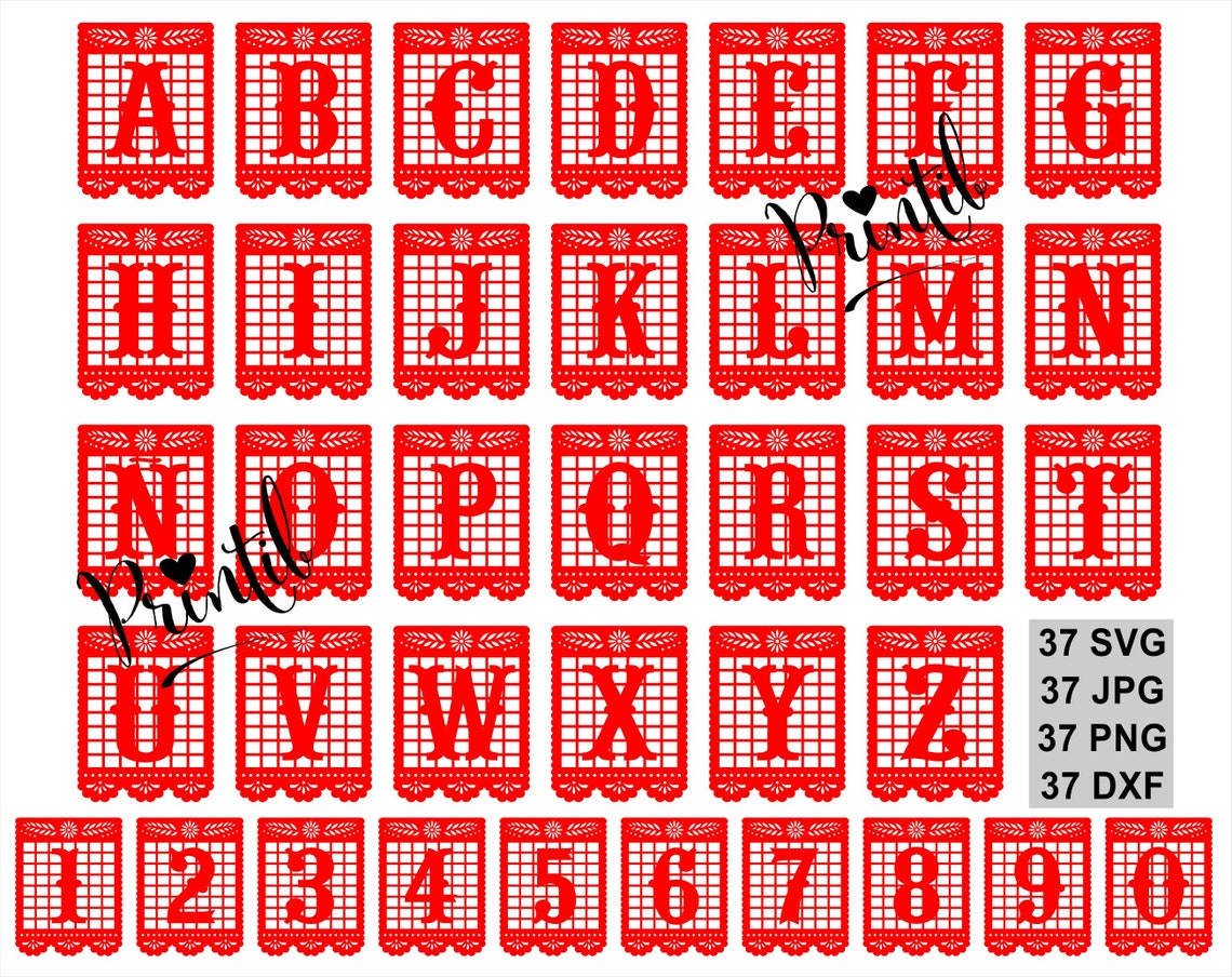 Papel Picado Alphabet SVG File for Cutting Papel Picado | Etsy