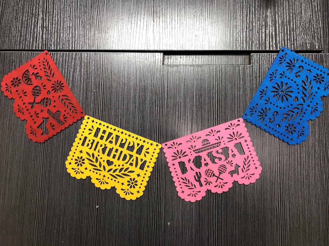 Papel Picado Happy Birthday Banner SVG: Fiesta Decoration (digital ...