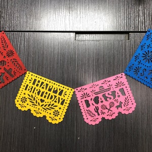 Papel Picado Happy Birthday Banner SVG: Fiesta Decoration (digital ...
