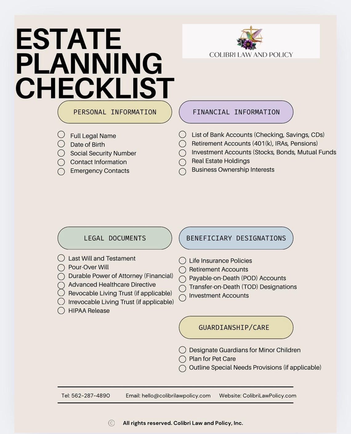 Estate Planning Checklist PDF Finance - Etsy