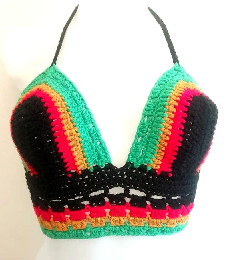 Handmade Crochet Rasta Crop Top: Festival Reggae Bralette - Etsy