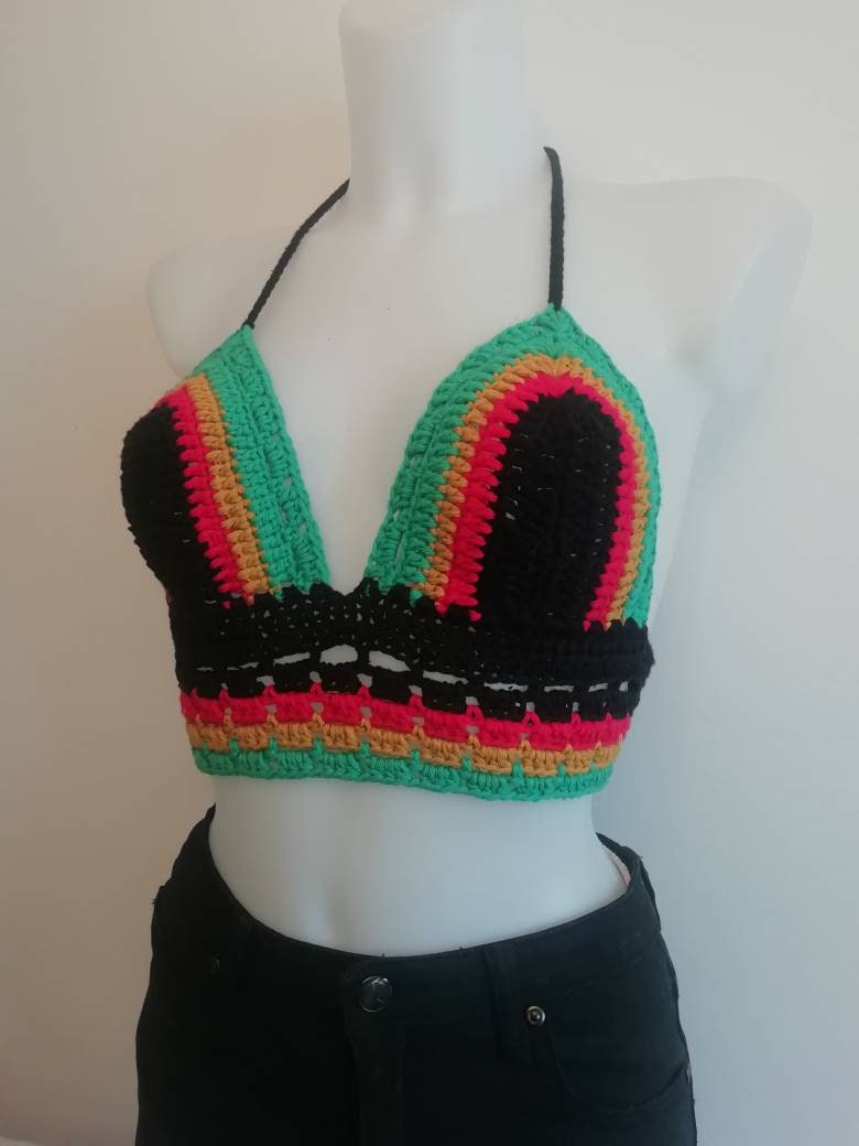 Crochet Top Crochet Rasta Top Crochet Bralette Rasta Crochet Top ...