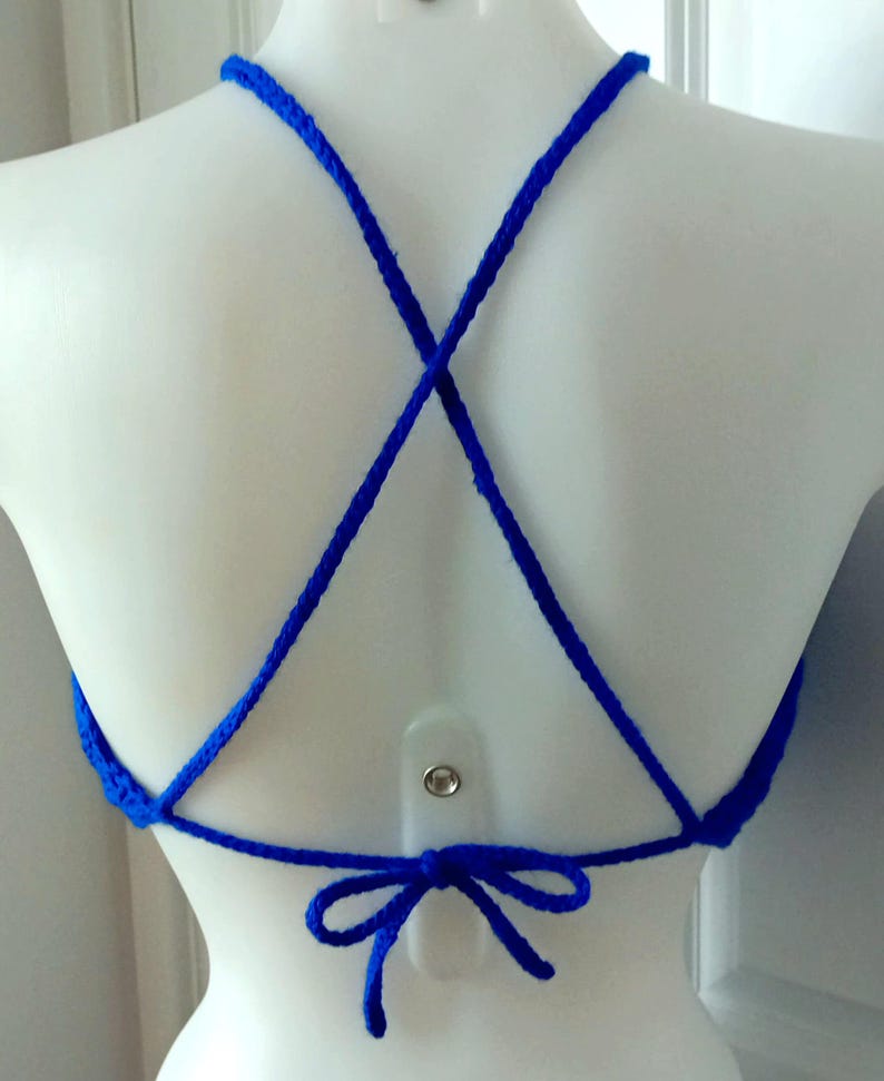 Blue Crochet Halter Top: Handmade Scalloped Crop Top - Etsy