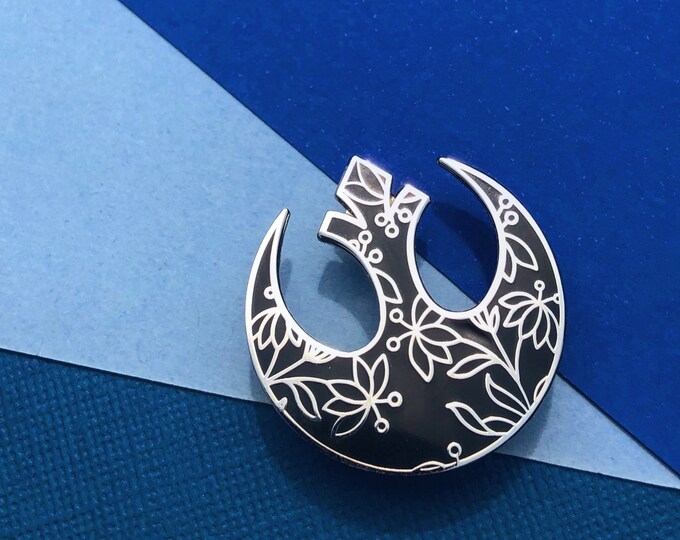 Rebel Alliance Pin, Floral Rebel Pin, Robot, Silver & Black - Etsy