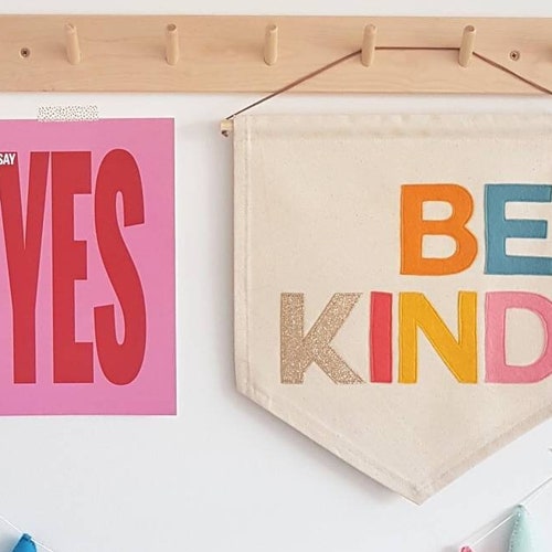 Be Kind Banner Wall Hanging in Custom Colours - Etsy