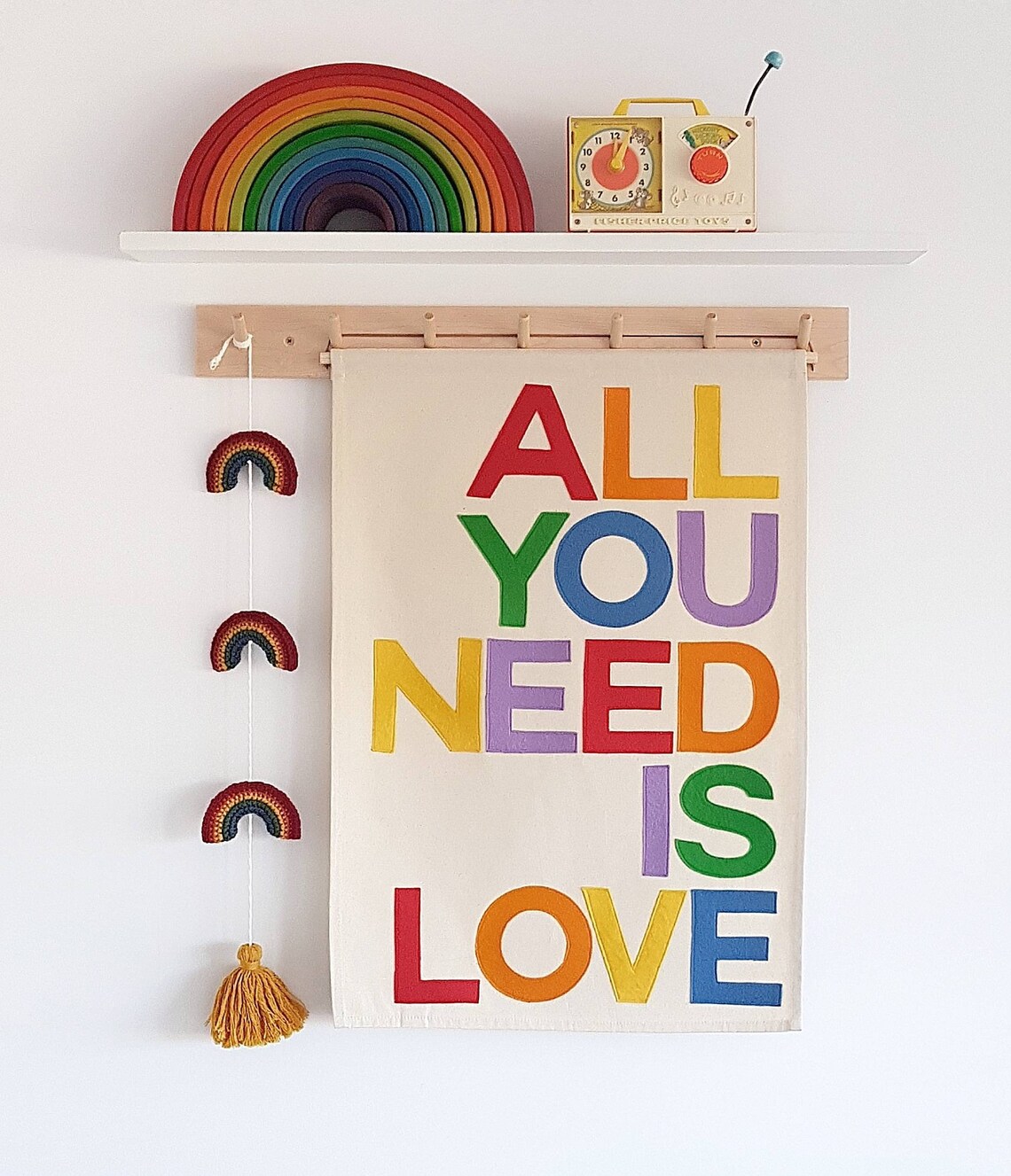 Custom Colour All You Need is Love Banner Wall Hanging | Etsy