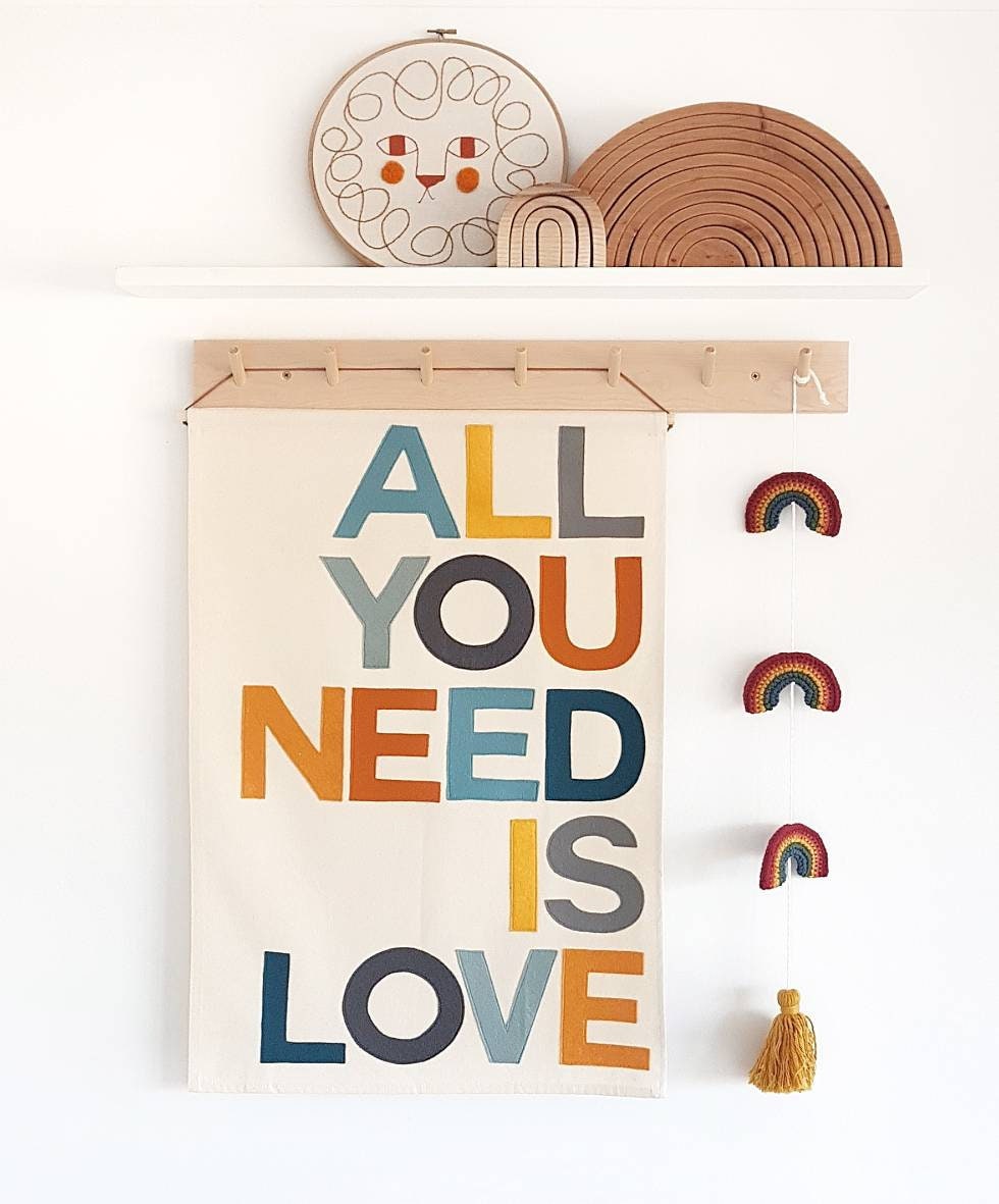 Custom Colour All You Need is Love Banner Wall Hanging | Etsy