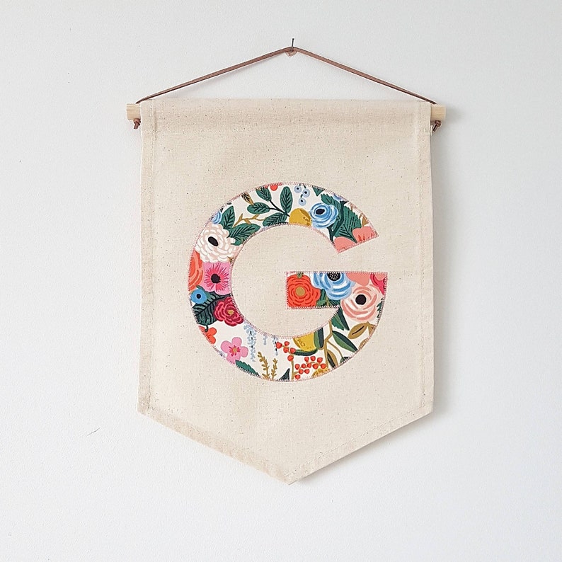 Single letter Mini banner wall hanging in your choice of | Etsy