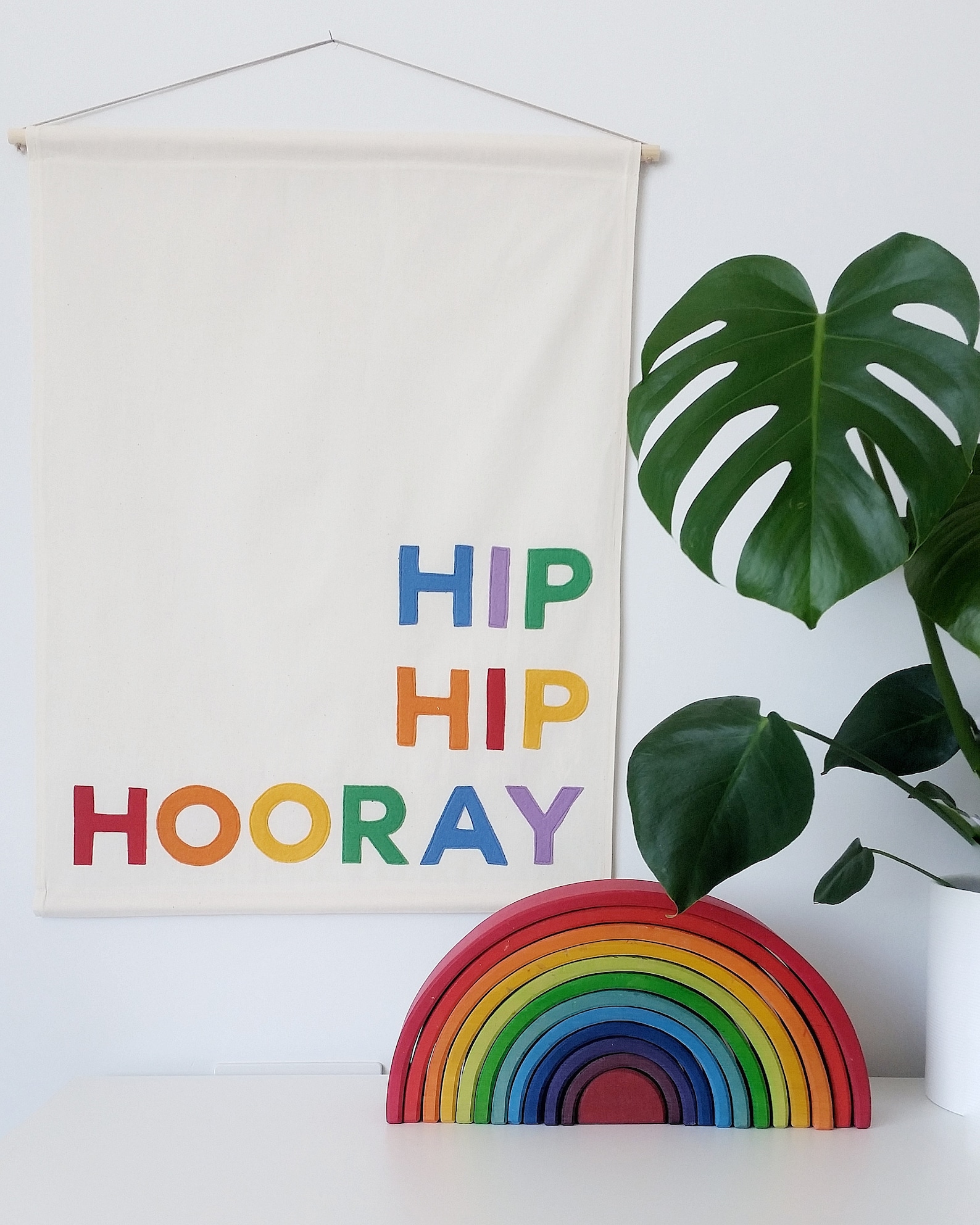 Hip Hip Hooray Banner Wall Hanging in Rainbow Bright Colours - Etsy UK