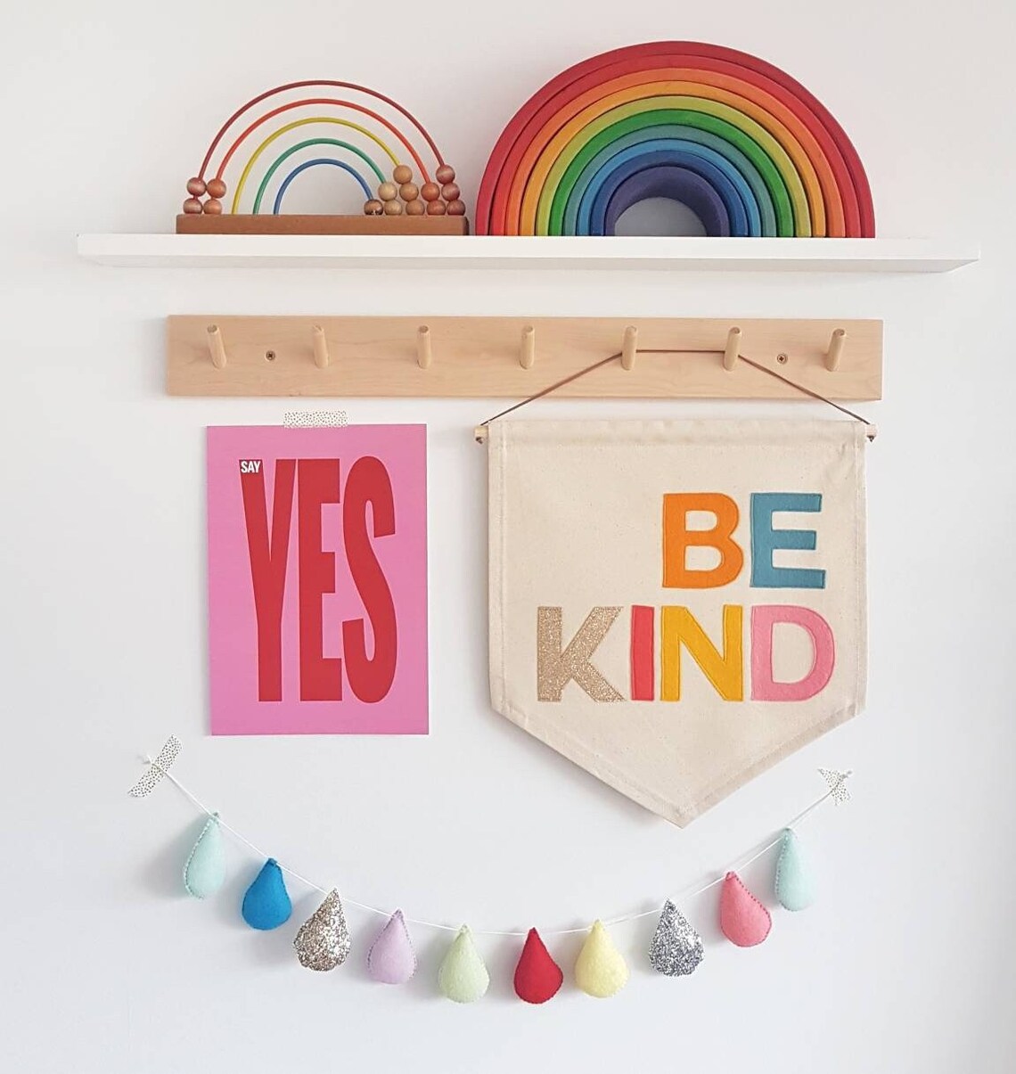 Be Kind Banner Wall Hanging in Custom Colours - Etsy