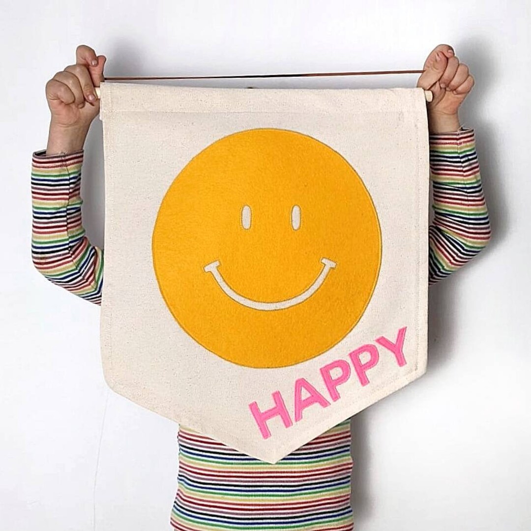 Smiley Face Happy Banner in Your Choice of 2 Colours. - Etsy