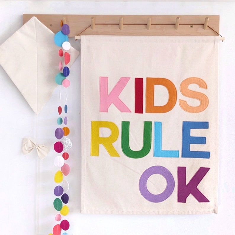 Kids Rule OK Banner, Wall Hanging - Etsy