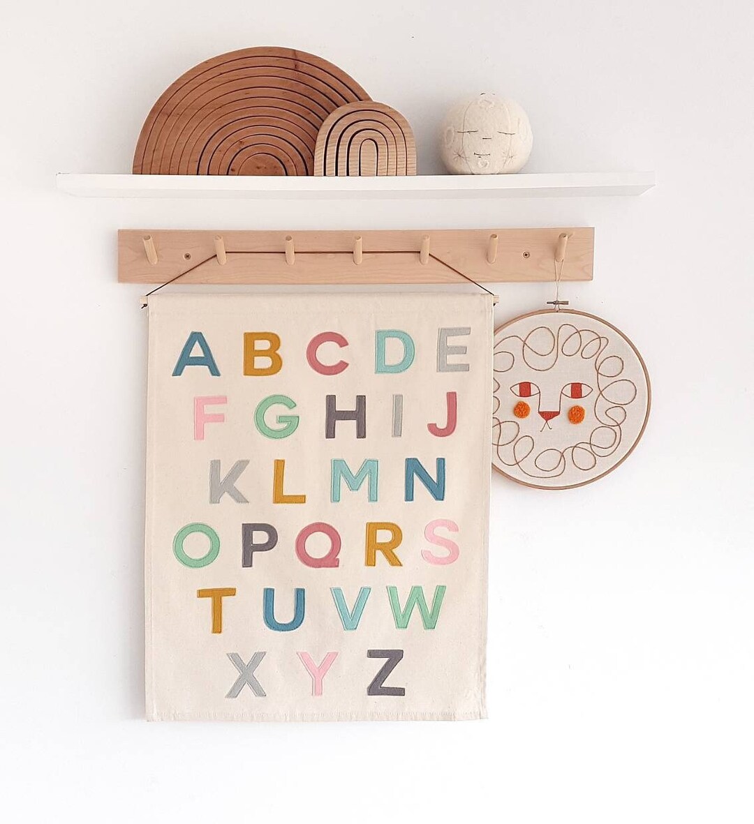 Alphabet Banner, Wall Hanging in Muted Pastel Colours - Etsy