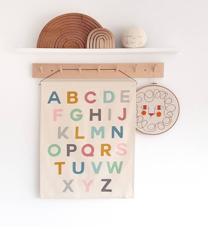 Alphabet Banner Wall Hanging in Muted Pastel Colours - Etsy