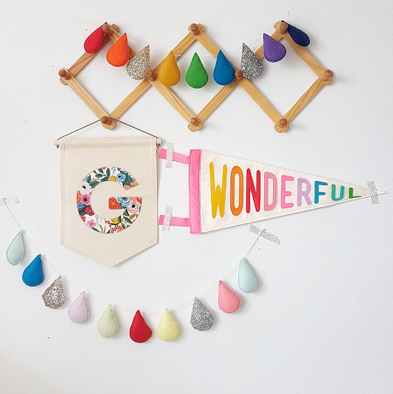 Single letter Mini banner wall hanging in your choice of | Etsy