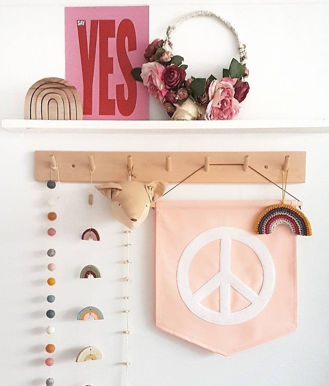 Peace Sign Banner, Wall Hanging in Your Choice of Colours - Etsy