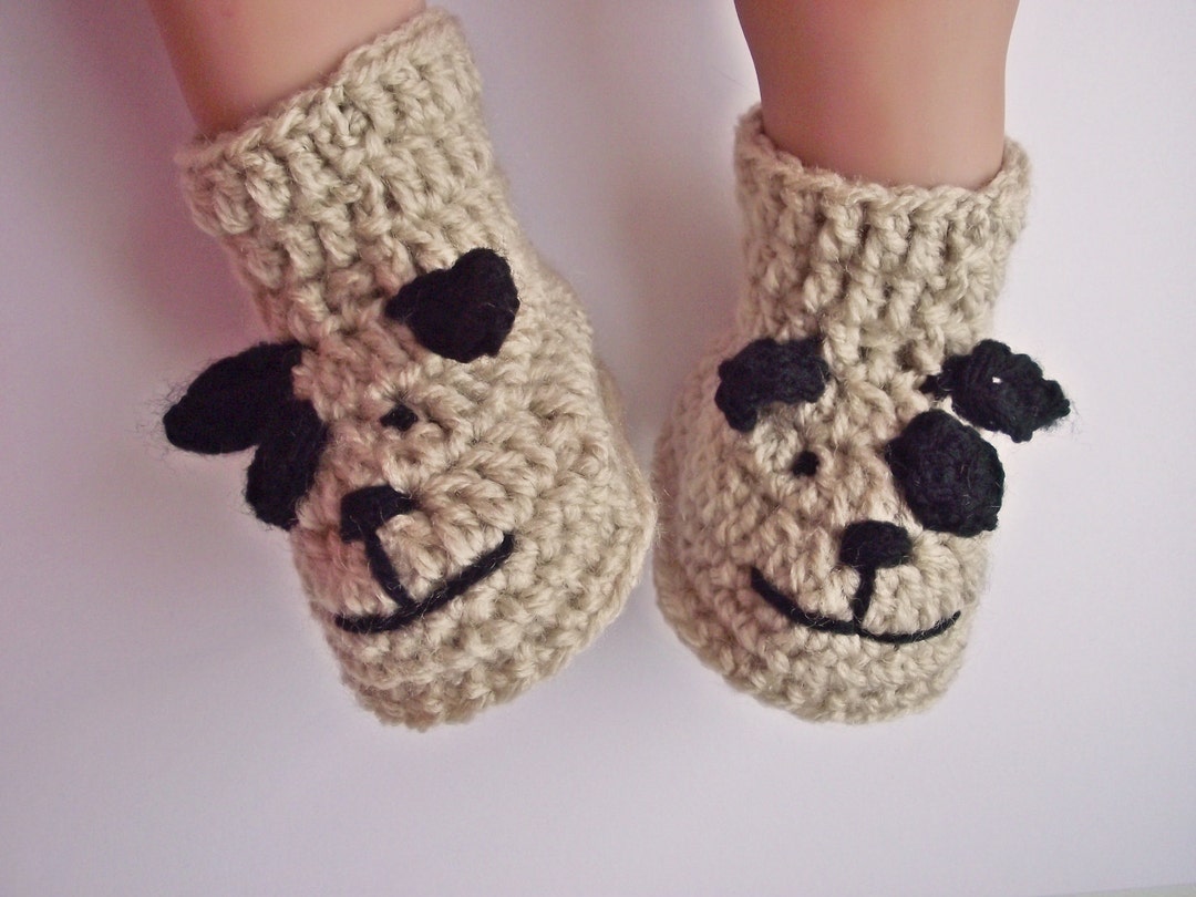 Crochet Puppy Booties for Baby, Baby Shower Gift, Animal Theme Baby ...