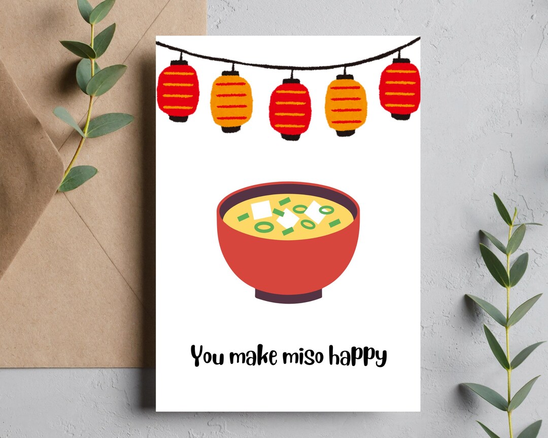 You Make Miso Happy: Cute Miso Soup Anniversary Card, Cute Love Card ...