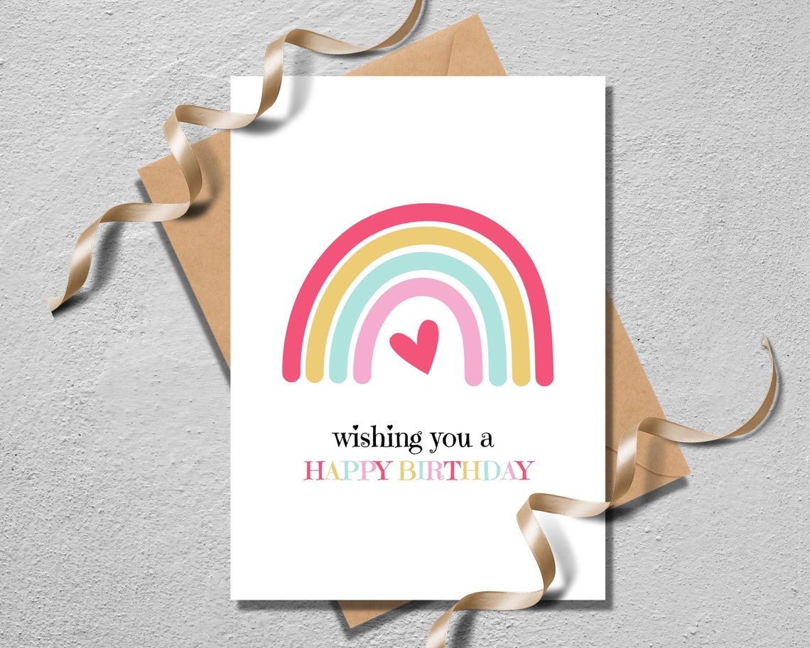 Colorful Rainbow Birthday Card Printable Digital Download Instant ...