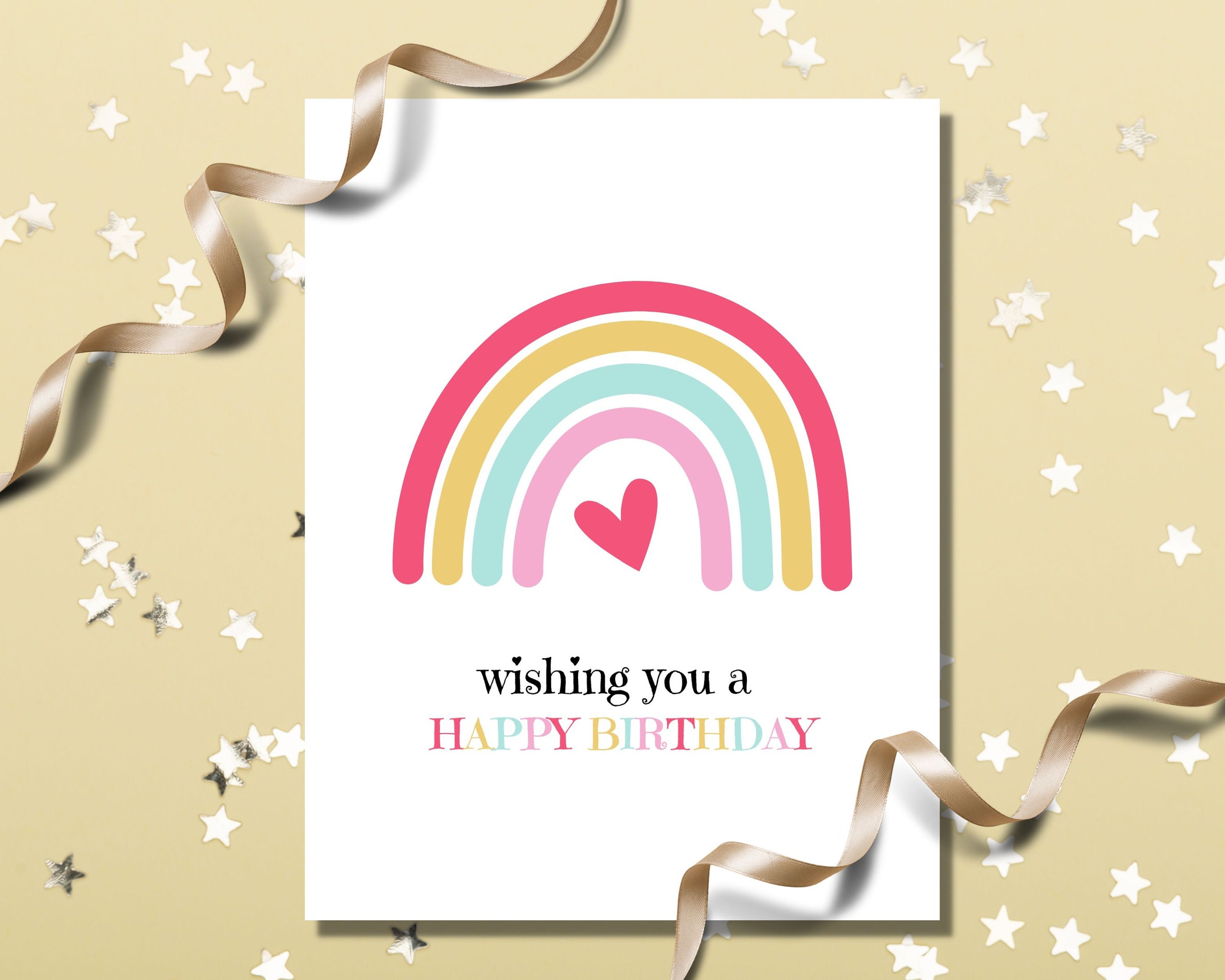 Colorful Rainbow Birthday Card Printable Digital Download Instant ...