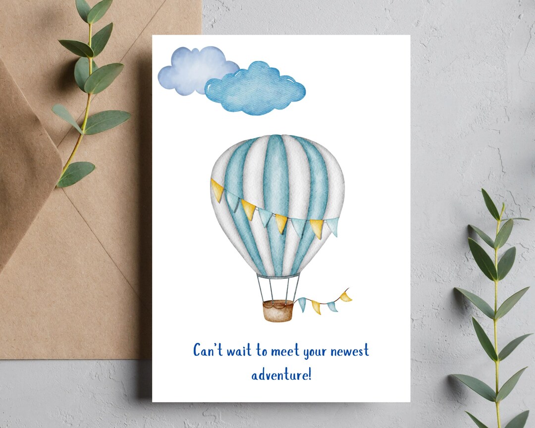Hot Air Balloon Baby Shower Card: Gender Neutral New Adventure (digital ...