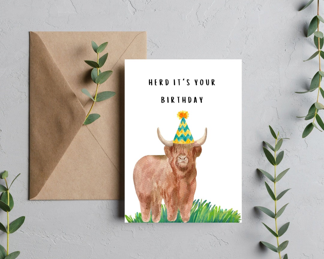 Punny Birthday Card Digital Download Printable Blank Card Downloadable ...