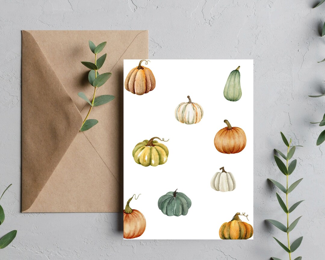 Fall Pumpkins Blank Card: Printable Autumn Greeting (digital Download ...