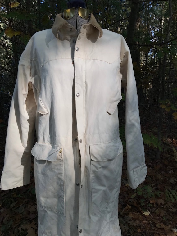 J Peterman Canvas Cream Schaefer Duster Coat Jumpsuit… - Gem