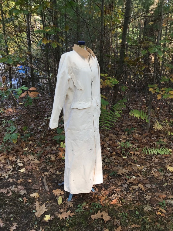 J Peterman Canvas Cream Schaefer Duster Coat Jumpsuit… - Gem