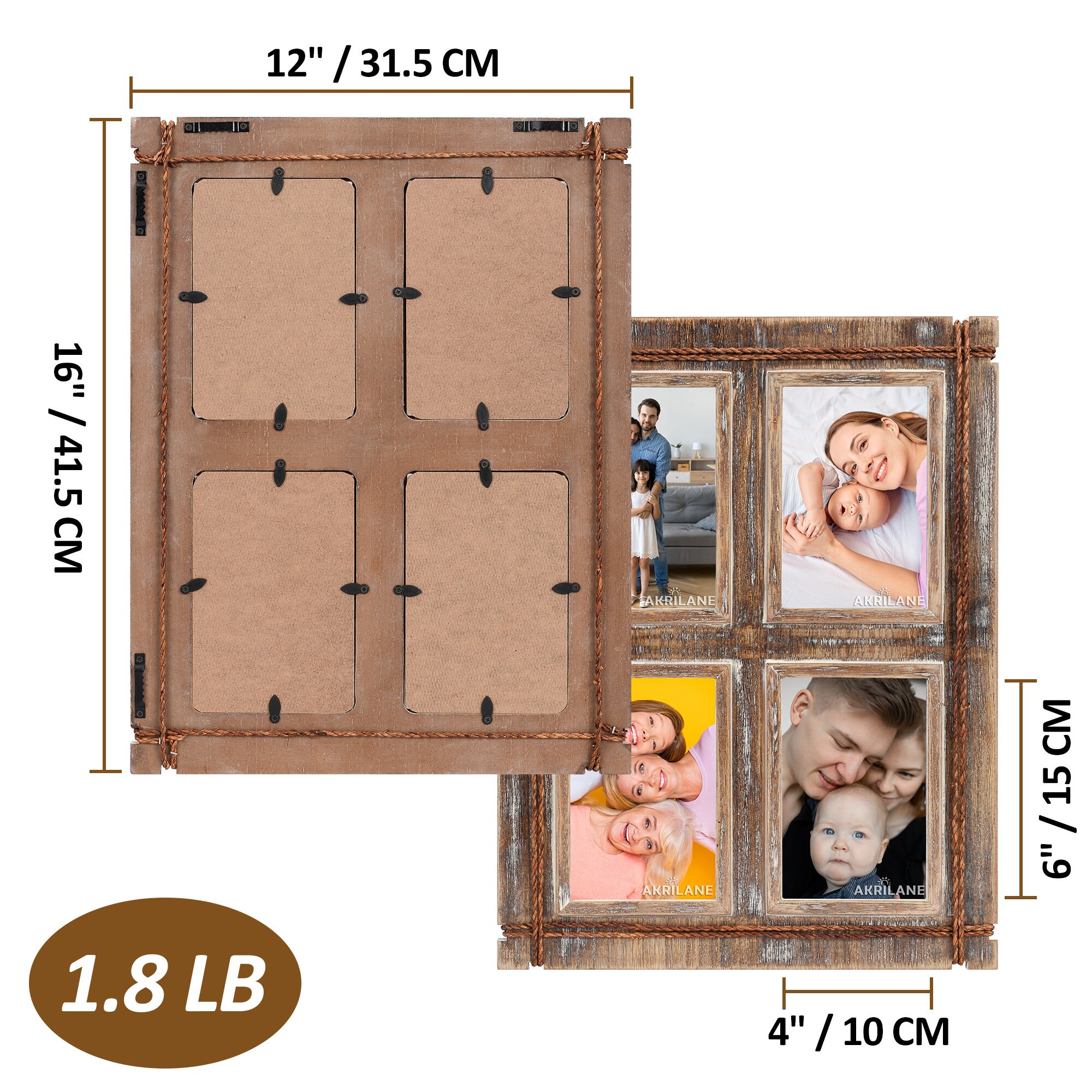 4x6 Wooden Photo Frame | Vintage Style Rustic Looking Wood Frames for ...