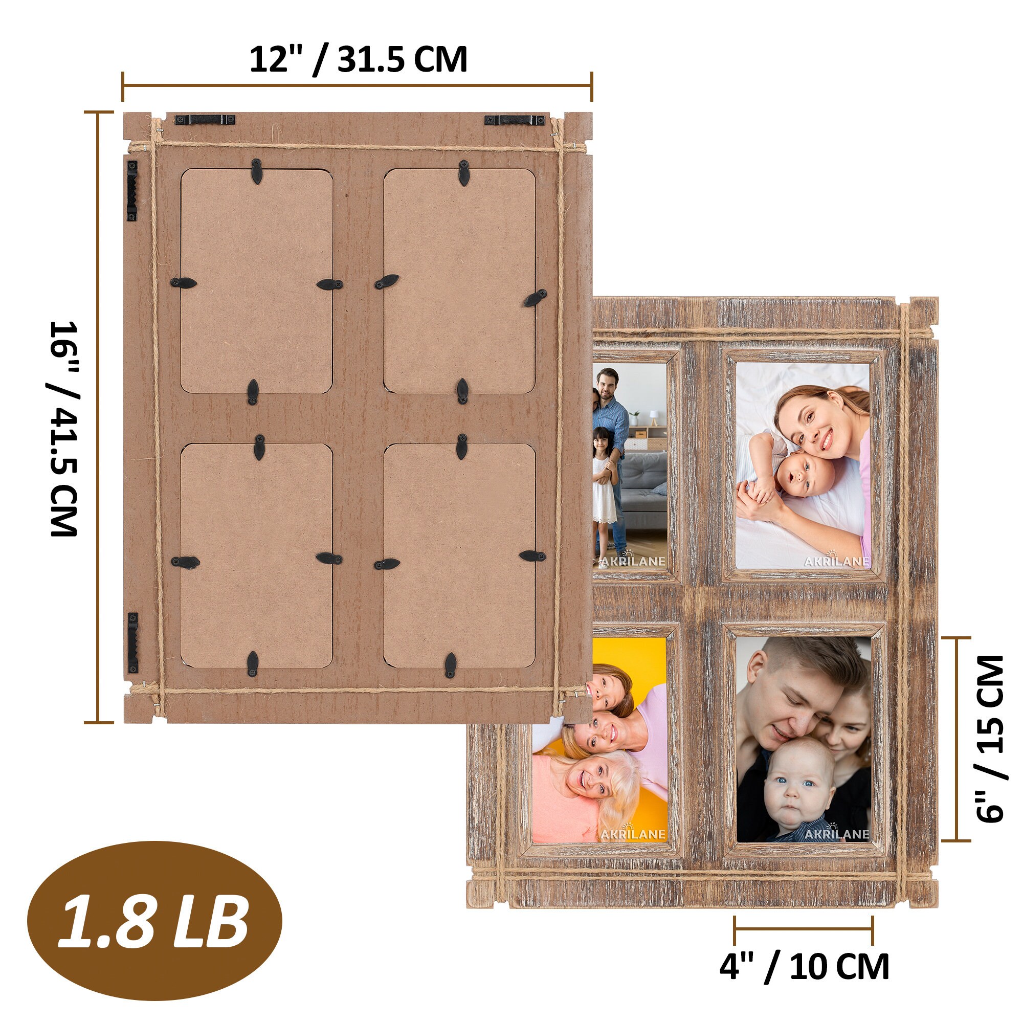 4x6 Wooden Photo Frame | Vintage Style Rustic Looking Wood Frames for ...