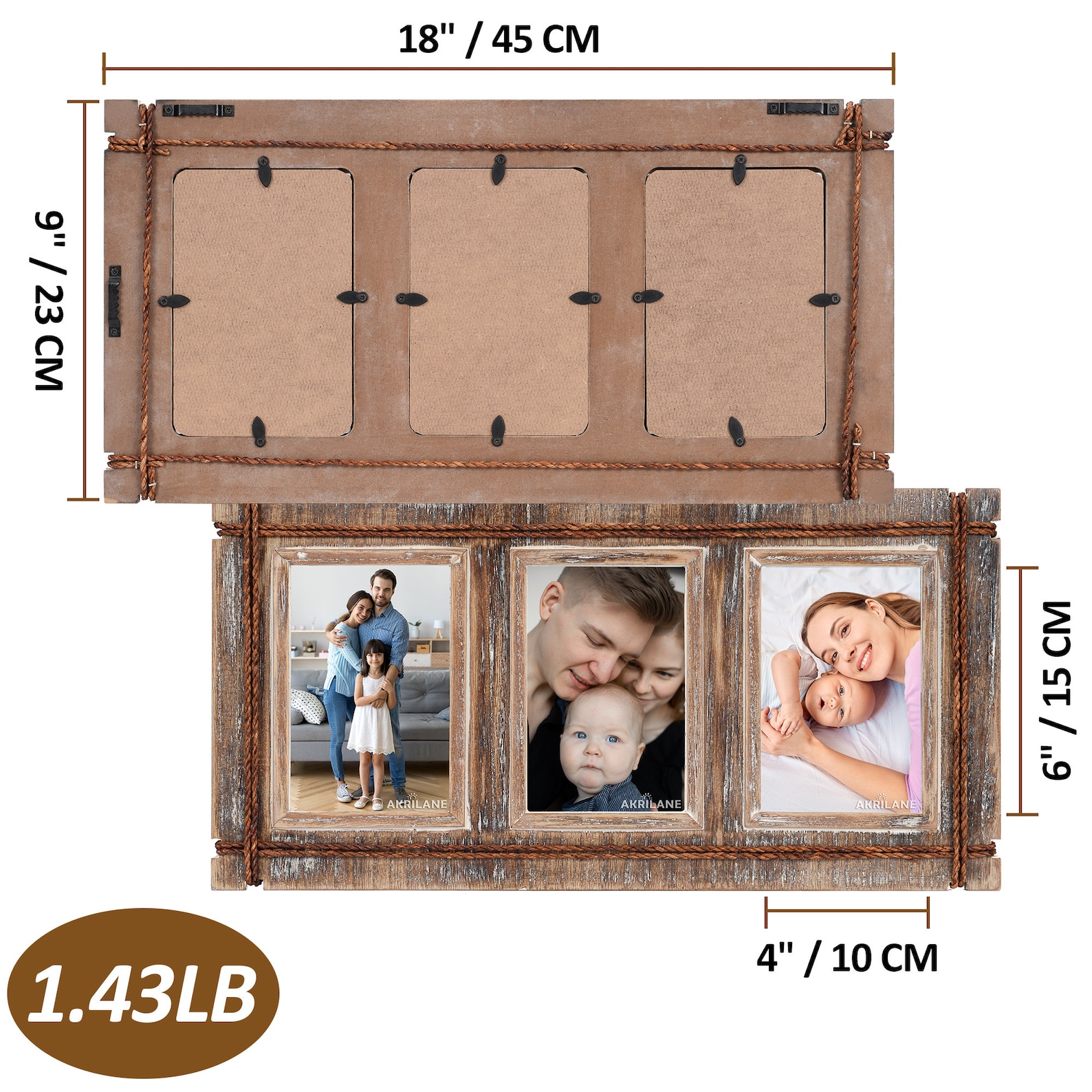 4x6 Wooden Photo Frame | Vintage Style Rustic Looking 4 by 6 Wood ...