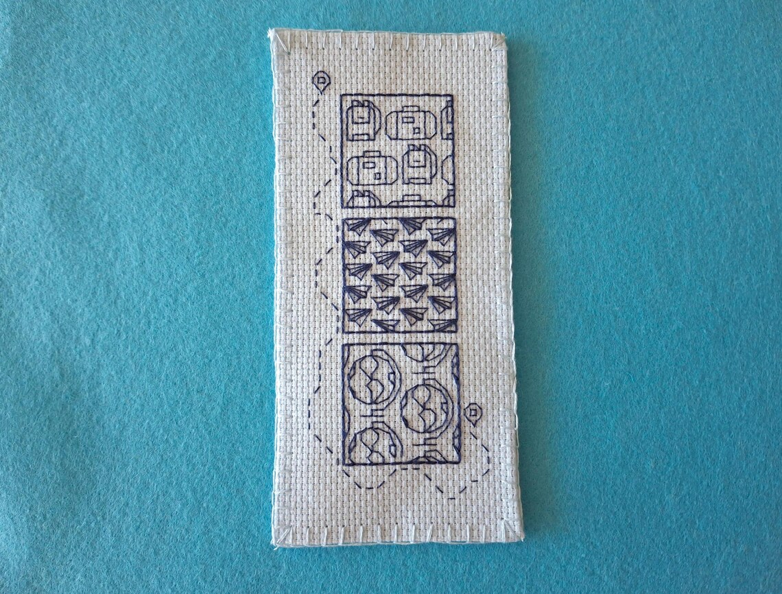 Travel Blackwork Bookmark Pattern - PDF Download - Etsy
