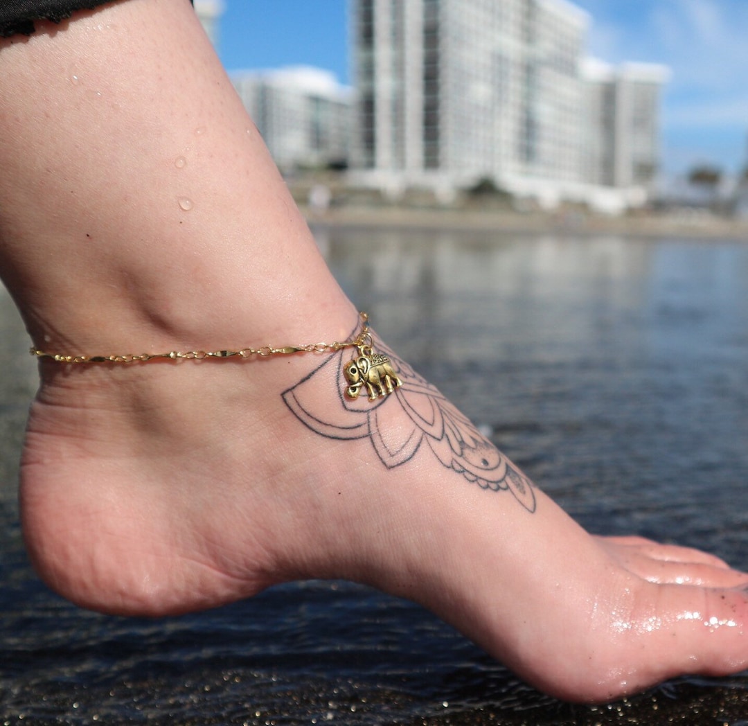 1 Gold Elephant Anklet With Boho Elephant Charm Gold Anklet, Boho Ankle ...