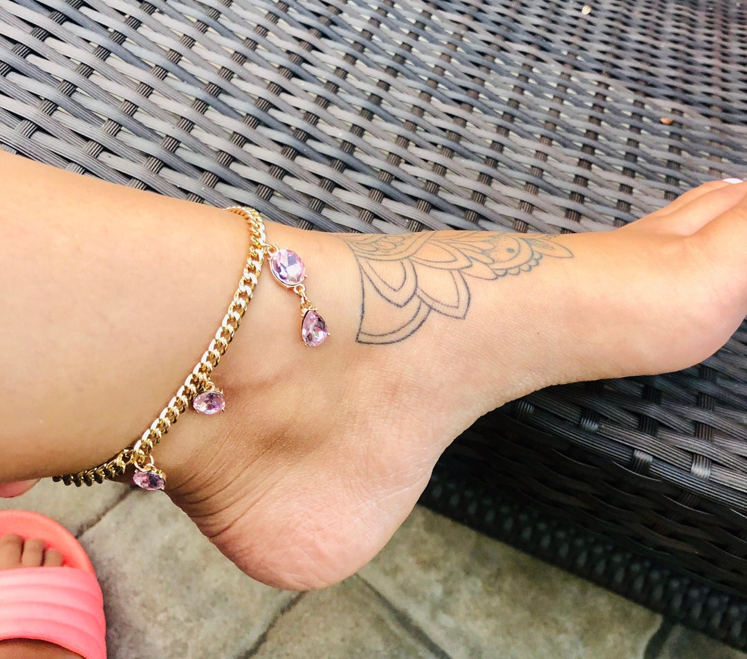 Rhinestone Color Changing Anklet, Color Changing Jewelry, Ornate Anklet ...