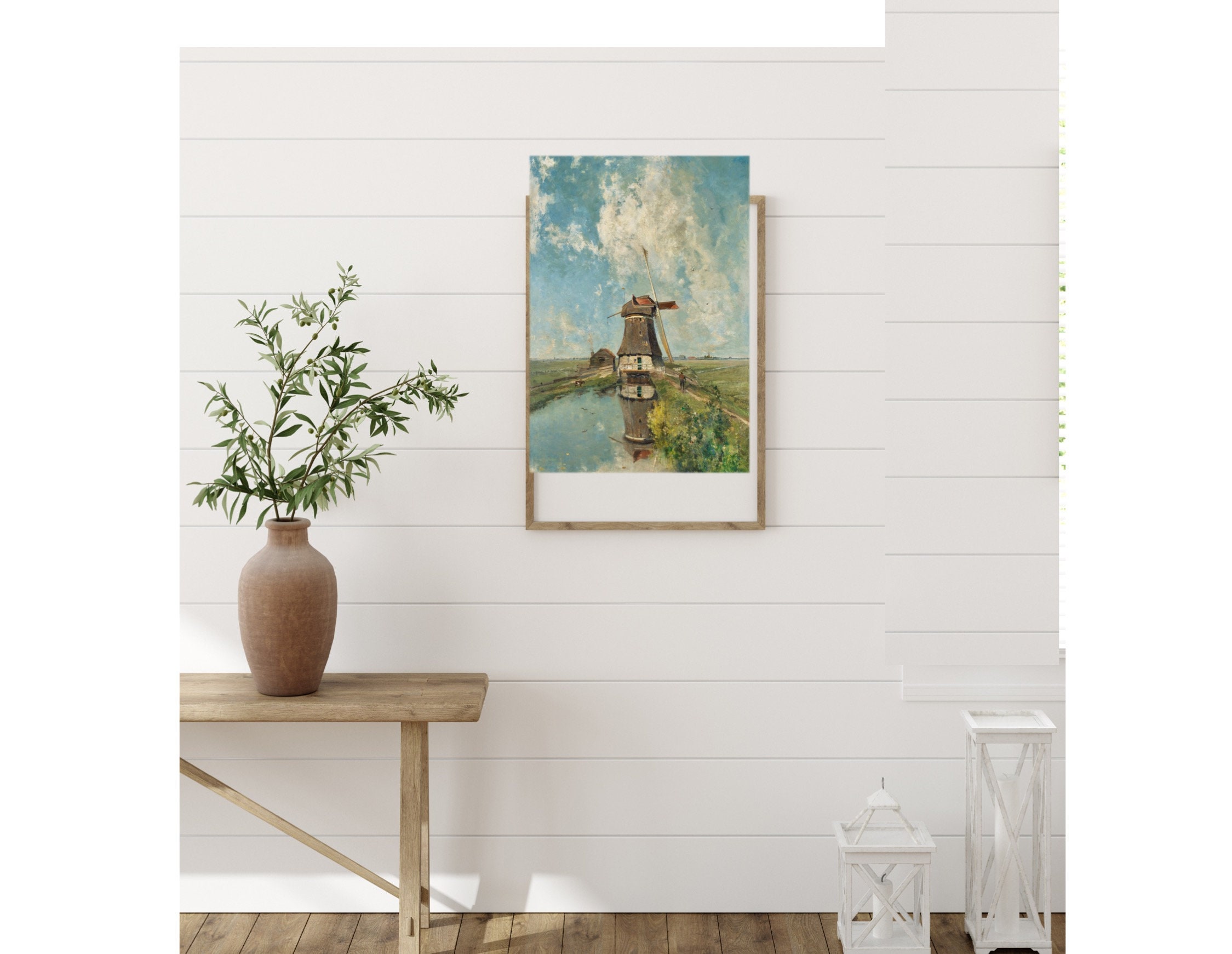 Rustic Windmill Vintage Painting Wall Art Nursery Art Wall - Etsy