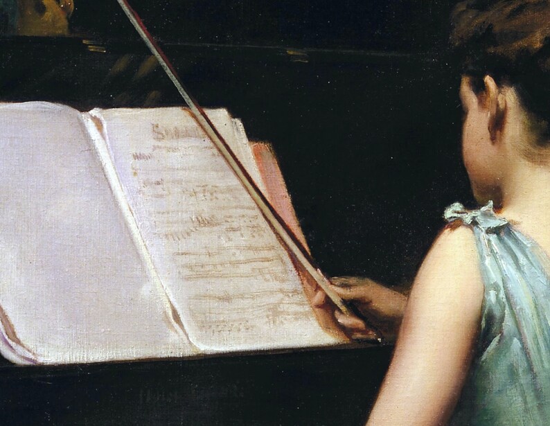 Music Practice Vintage Art Portrait Painting Vintage - Etsy