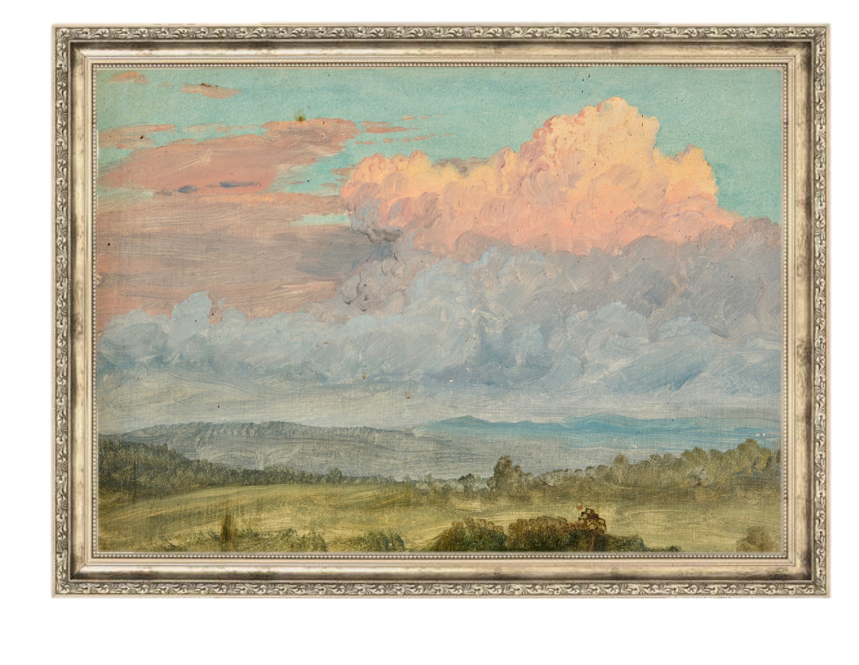 Pastel Skies Vintage Painting Landscape Art Antique | Etsy