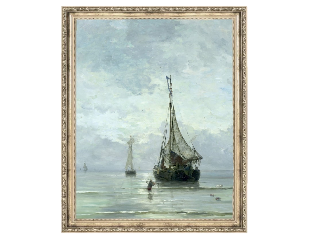 Fishing Boat | Vintage Painting | Antique Artwork | Original Art ...