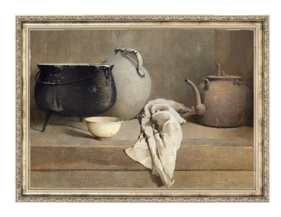 Kitchen Cookware Vintage Painting Antique Artwork - Etsy