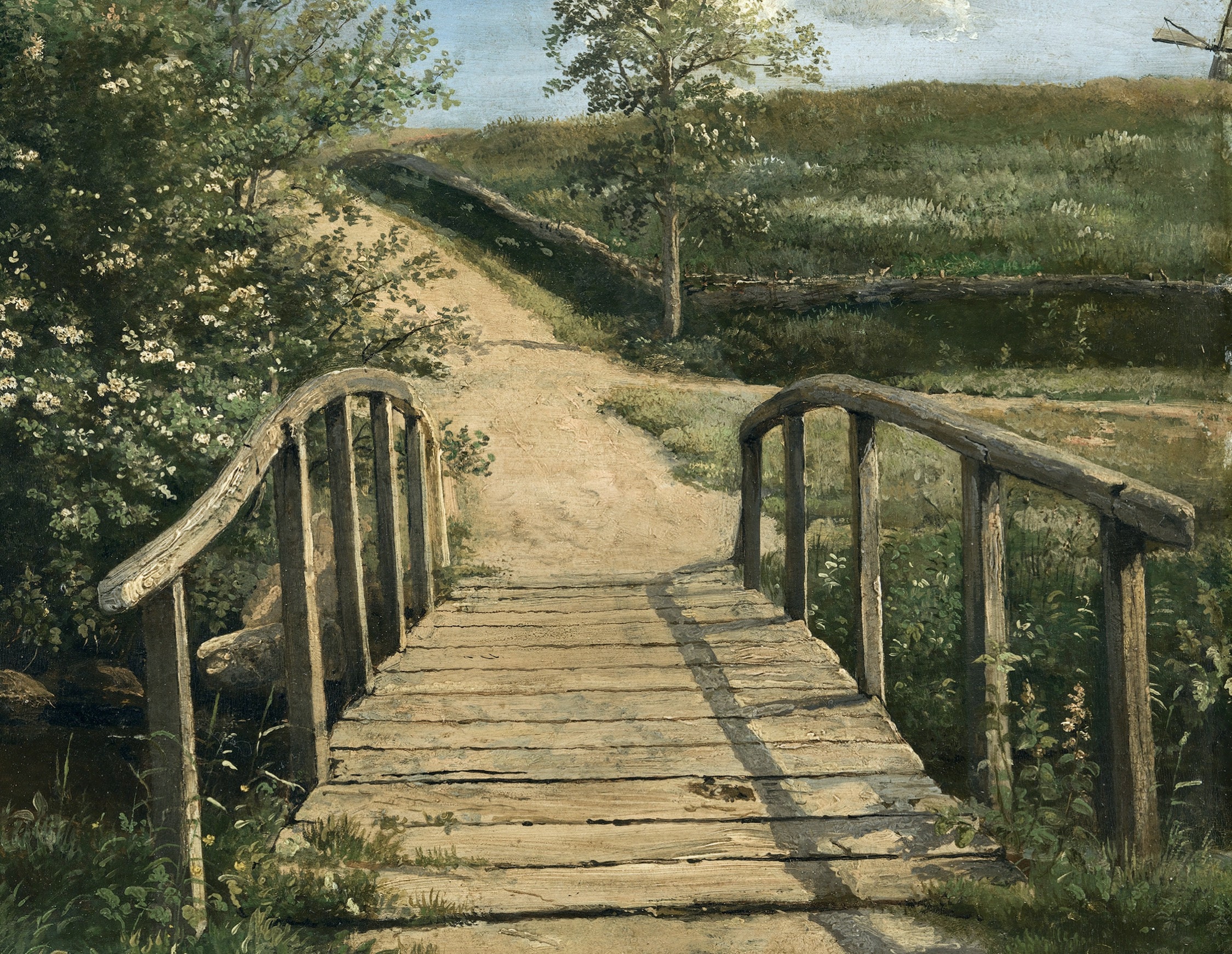 Wood Bridge Vintage Painting Antique Art Gallery Wall | Etsy