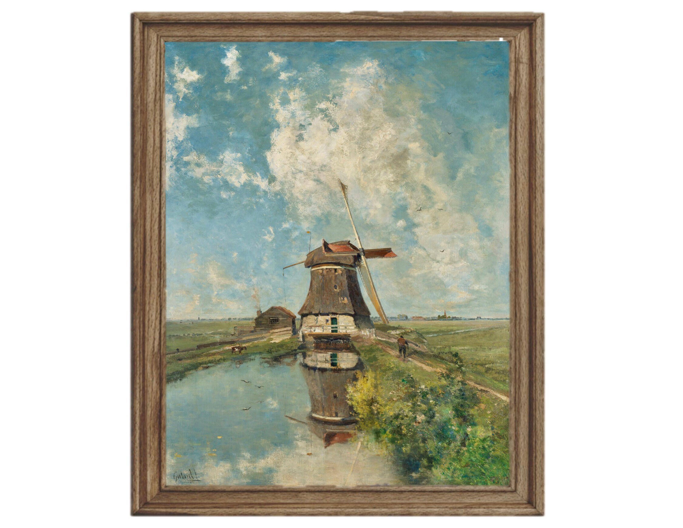 Rustic Windmill Vintage Painting Wall Art Nursery Art Wall - Etsy