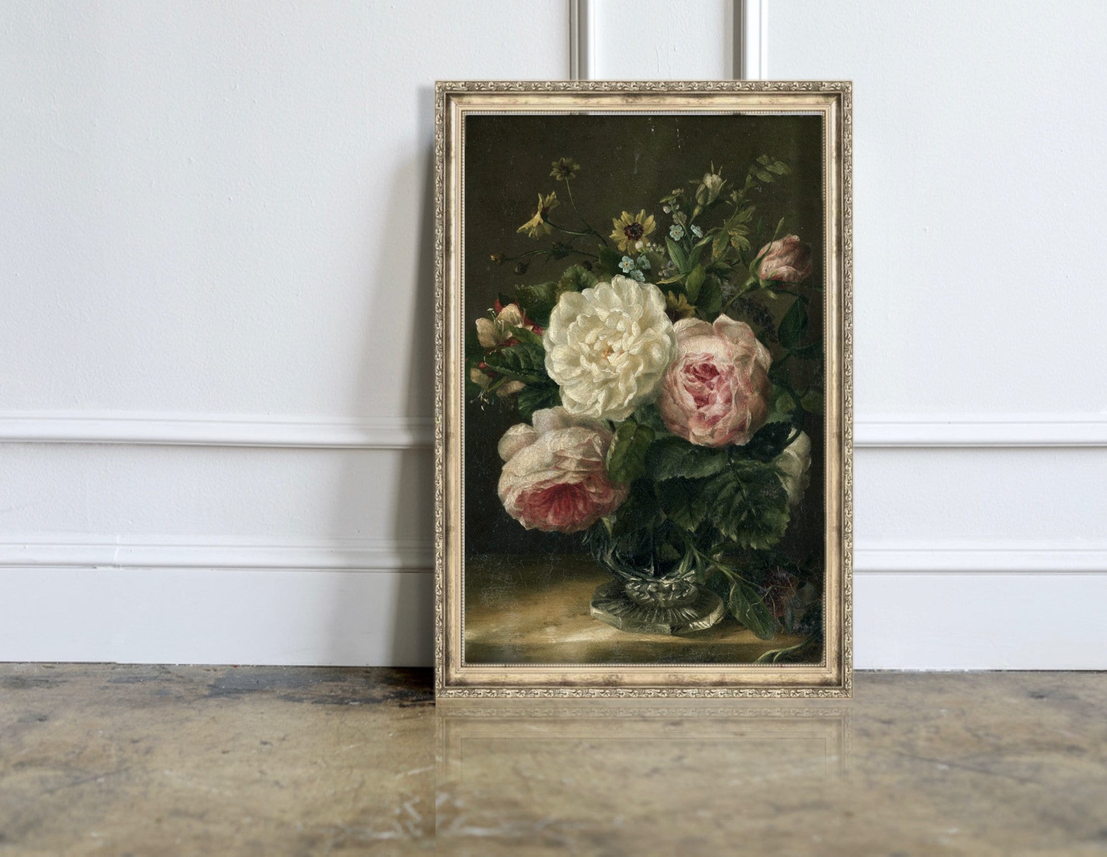 Antique Bouquet Vintage Flower Art Prints Antique Painting | Etsy