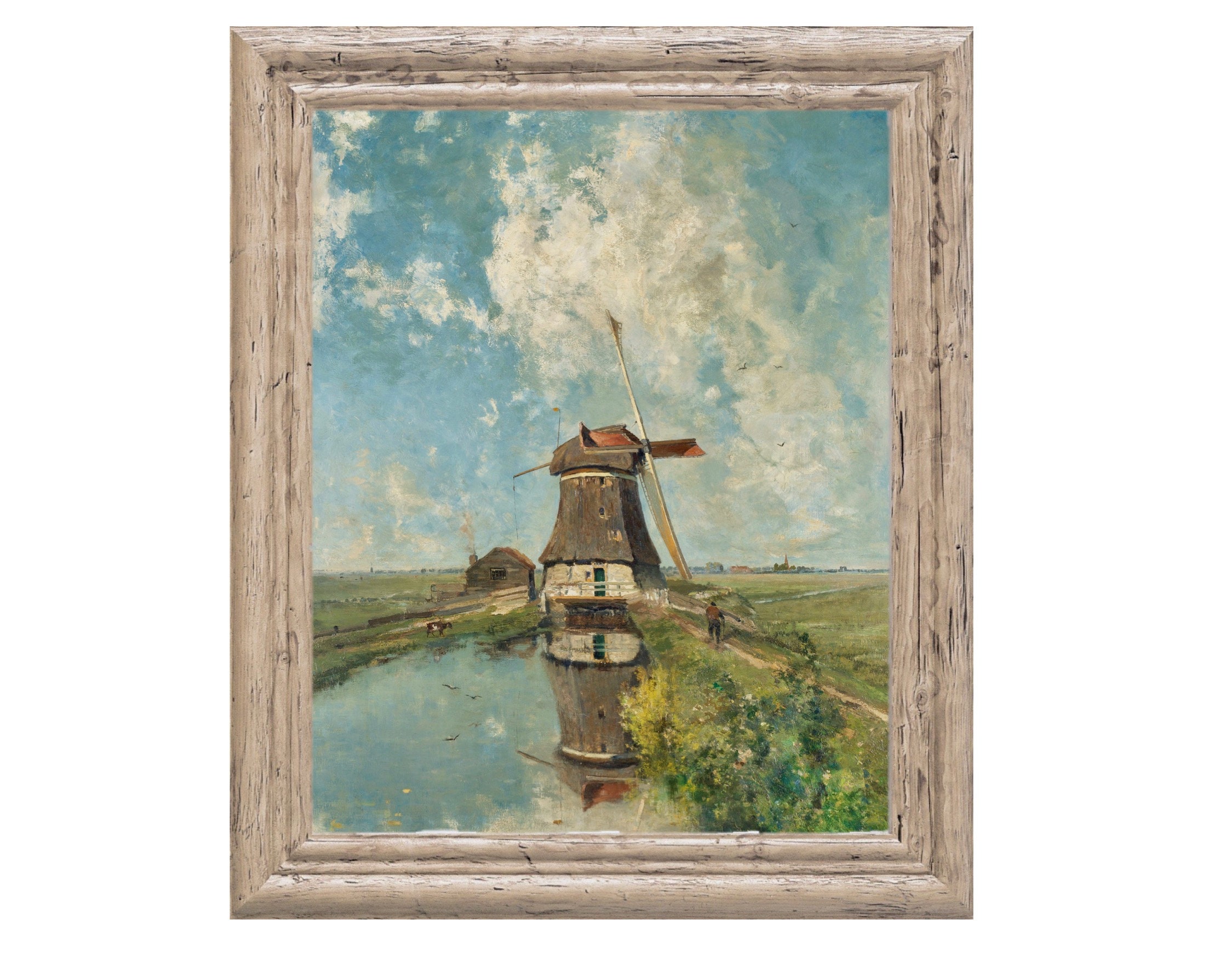 Rustic Windmill Vintage Painting Wall Art Nursery Art Wall - Etsy