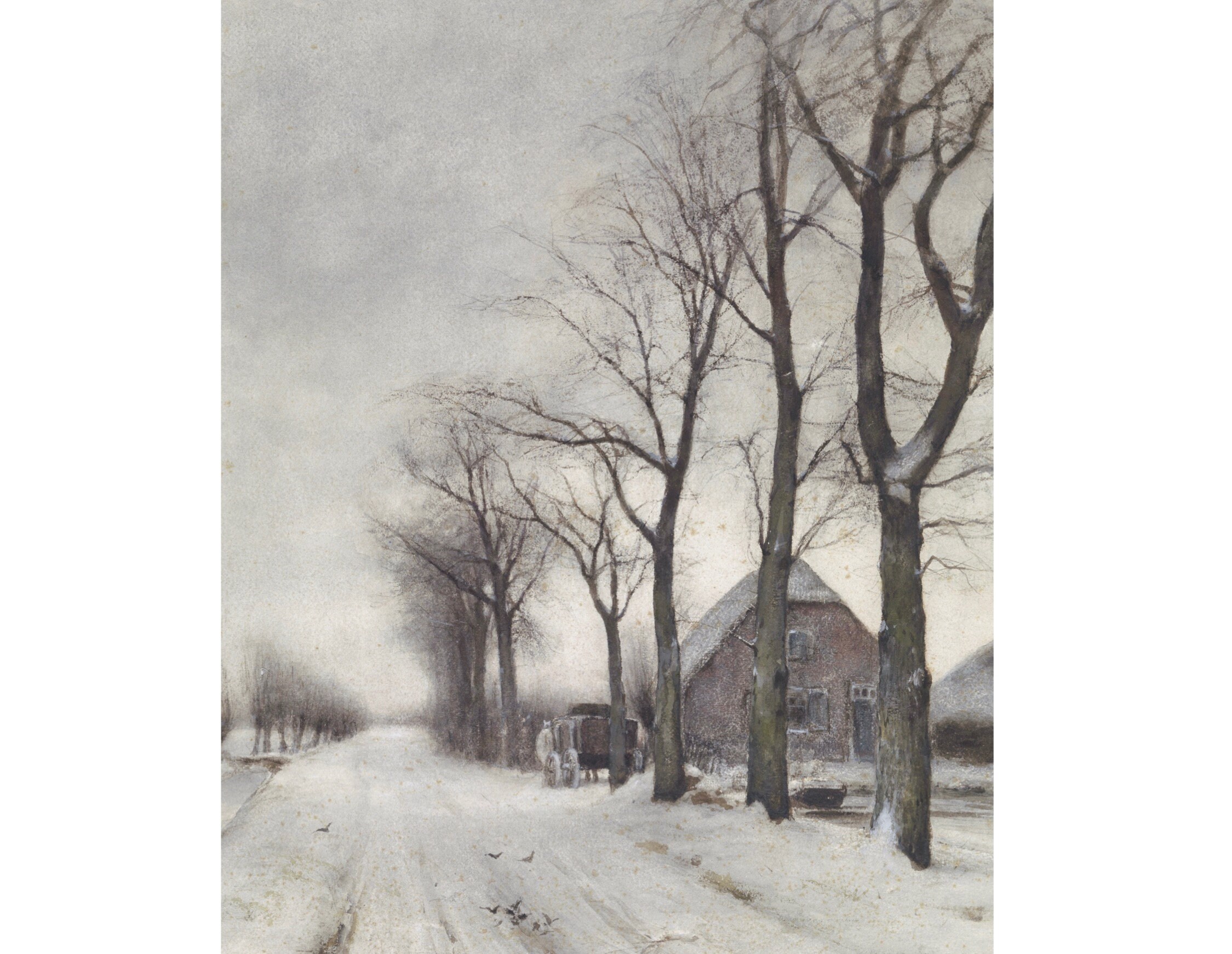 Snowy Homestead Winter Road Farmhouse Winter Landscape | Etsy