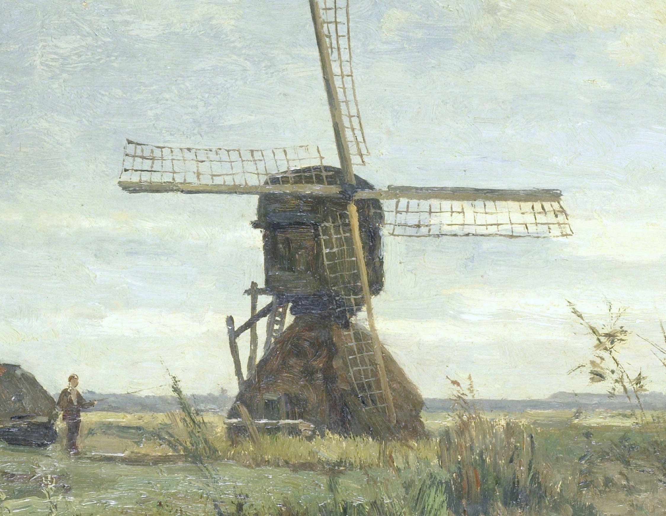 Windmill Vintage Painting Windmill Art Antique Digital Print | Etsy