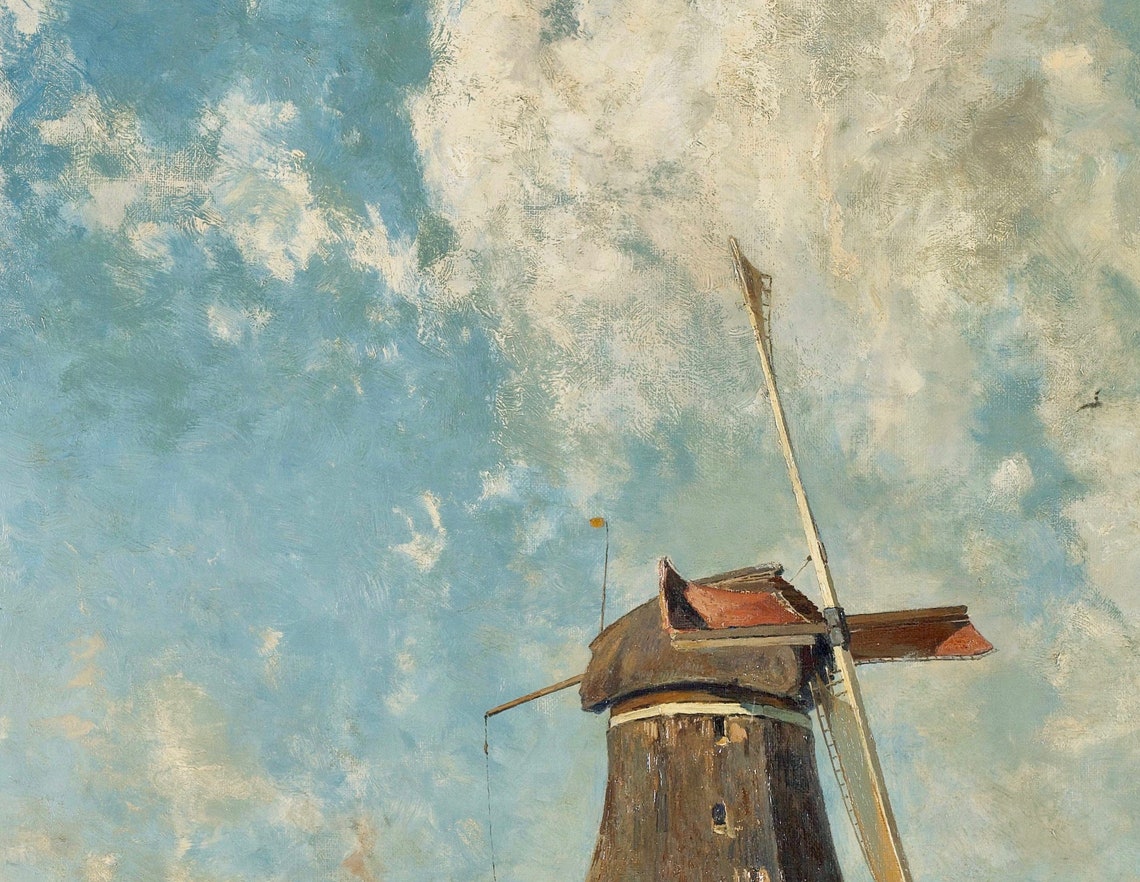Rustic Windmill Vintage Painting Wall Art Nursery Art Wall | Etsy