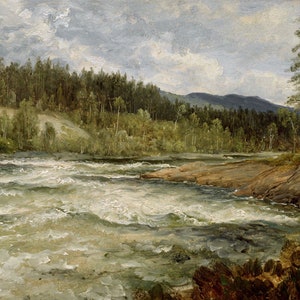 Fast River | Antique Painting | Vintage Art Prints | Landscape Painting ...