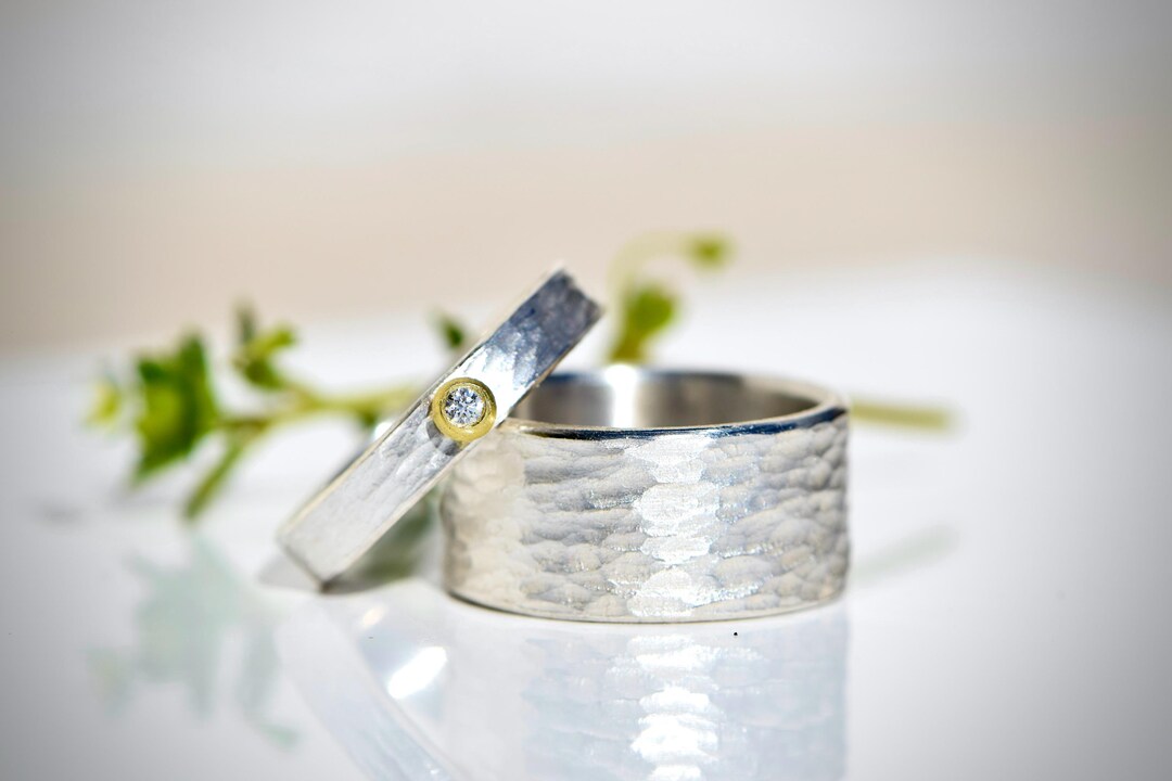 Partner Rings Made of Silver With Gold and Diamond *through THICK and ...