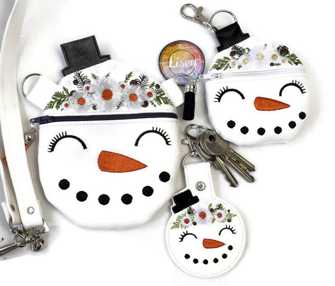 5X7 Snowman SET, Snowmen, Cross Body Purse, Key Fob, Coin Purse ...
